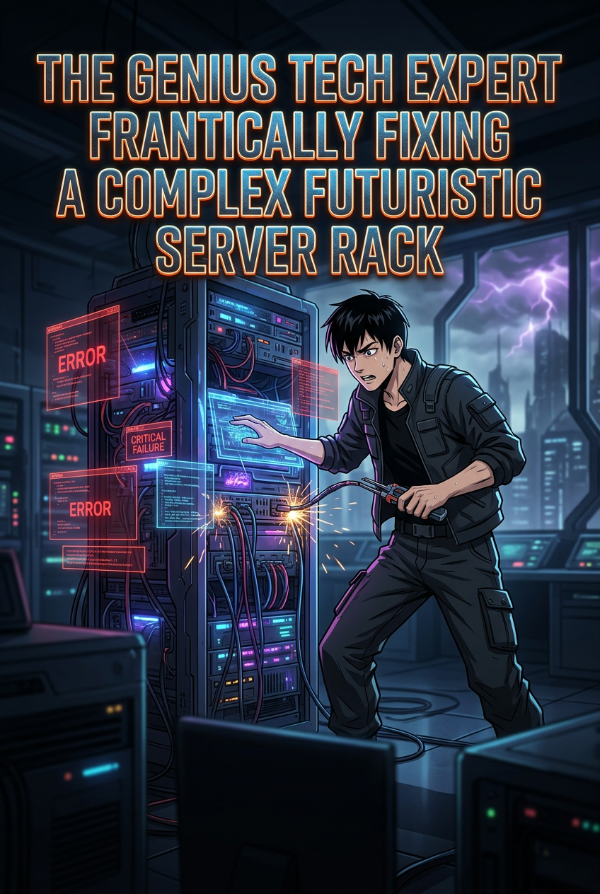 The Genius Tech Expert Frantically Fixing a Complex Futuristic Server ...